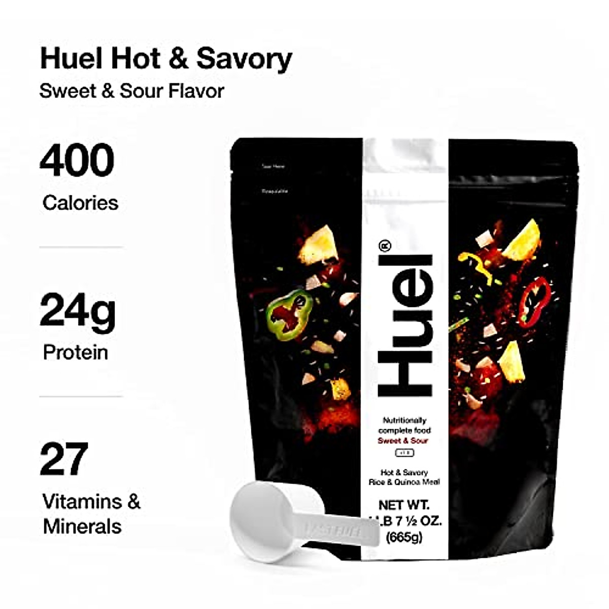 Huel Hot and Savory Instant Meal Replacement - Sweet and Sour - 14 Scoops Packed with 100% Nutritionally Complete Food, Including 24g of Protein, 14g of Fiber, and 27 Vitamins and Minerals