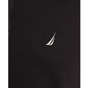 Nautica Men's Classic Fit Short Sleeve Dual Tipped Collar Polo Shirt, True black, Large