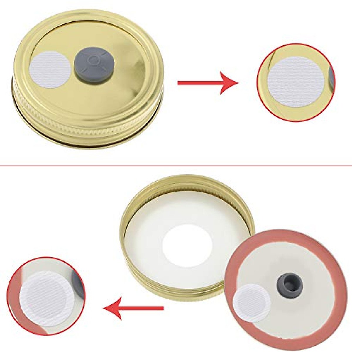 64 Pieces Synthetic Filter Paper Stickers 0.3 um Filter Disc Mushroom and 100 Pieces Vial Rubber Stopper Injection Ports for Mushroom Cultivation(7.6mm Diameter)