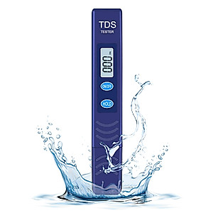 TDS Meter, Electronic Water Tester with 0-9990 PPM Measurement Range, Hand Held Digital Water Test Pen for Farming, Aquariums, Pools, Household Drinking Water (Blue)