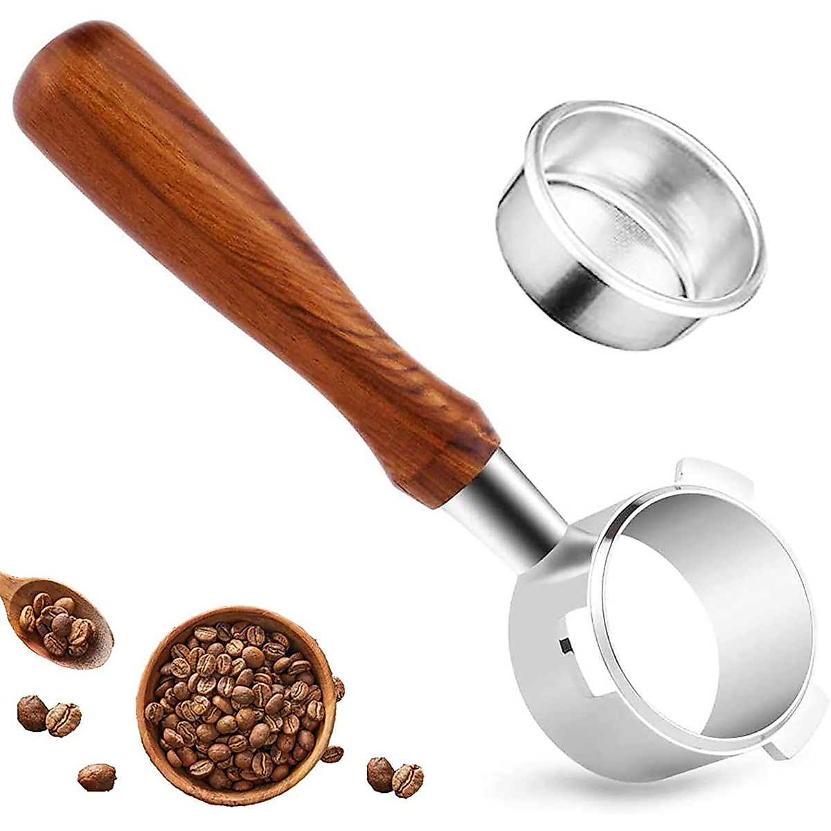 Lapto 54mm Coffee Bottomless Portafilter, Compatible with Breville Barista Bes 870/878/880 Replacement Parts Bottomless Portafilter（brown）.