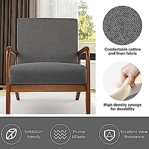 thksbought Accent Chair Armchair with Wood Modern Chair Lounge Side Chair Fabric Single Sofa for Living Room Bedroom Chair(1,Gray)