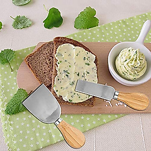 Set of 8, Wood Handle Cheese Knives and Spreaders, DaKuan Cheese Slicer Cheese Cutter Condiment Knives Set