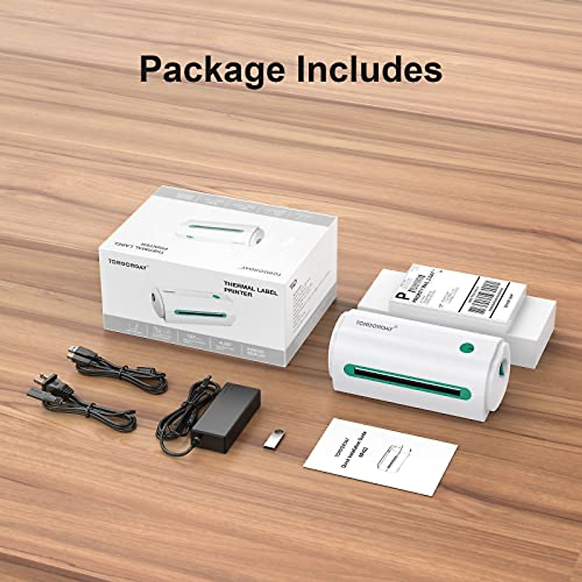 Tordorday Bluetooth Thermal Label Printer, 4 Rolls Thermal Labels with Bluetooth Shipping Label Printer for Shipping Packages