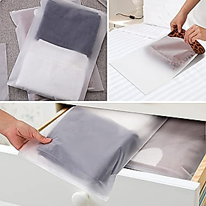 Green Nexus Packaging Bags, 50 PCS Travel Storaging Space Saver Bags, 10x13 Inches Clear Frosted Zipper Plastic Bags for Clothing, T-Shirt, Toys, Shoe, Dress, Documents with Vent Hole, 3.9 Mil