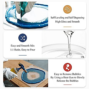 Epoxy Resin-32OZ Resin Kit, Epoxy Resin Crystal Clear-Not Yellowing and No Bubble Self Leveling Easy Mix 1:1 Casting & Coating for DIY Jewelry Making of The Art Resin & Epoxy Resin (32oz)
