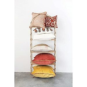 Creative Co-Op Cotton Embroidered Pillow with Flowers