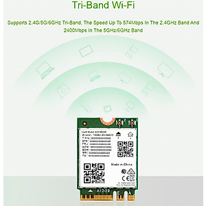 WiFi 6E AX210 NGW Wireless AX210 WiFi Card, AX210 NIC Wireless Module, Gigabit 2.4G/5G/6GHz Tri Band Wi-Fi 6E, 802.11AX Standard, Bluetooth 5.2,MU-MIMO, Support Linux, Windows 10/8.1/8/7, etc.