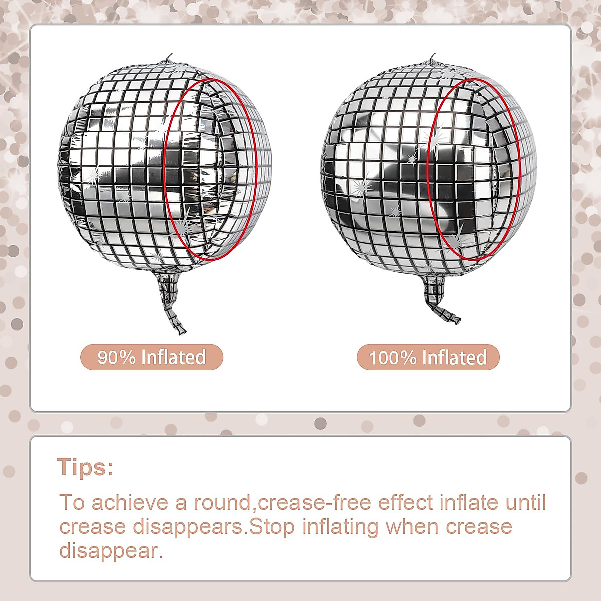 GOER Big Silver Disco Ball Balloons - Pack of 6, Disco Party Decorations | 4D Sphere Balloons for Bachelorette Party Decorations | New Year Eve Silver Party Decorations, Graduation Party Decorations