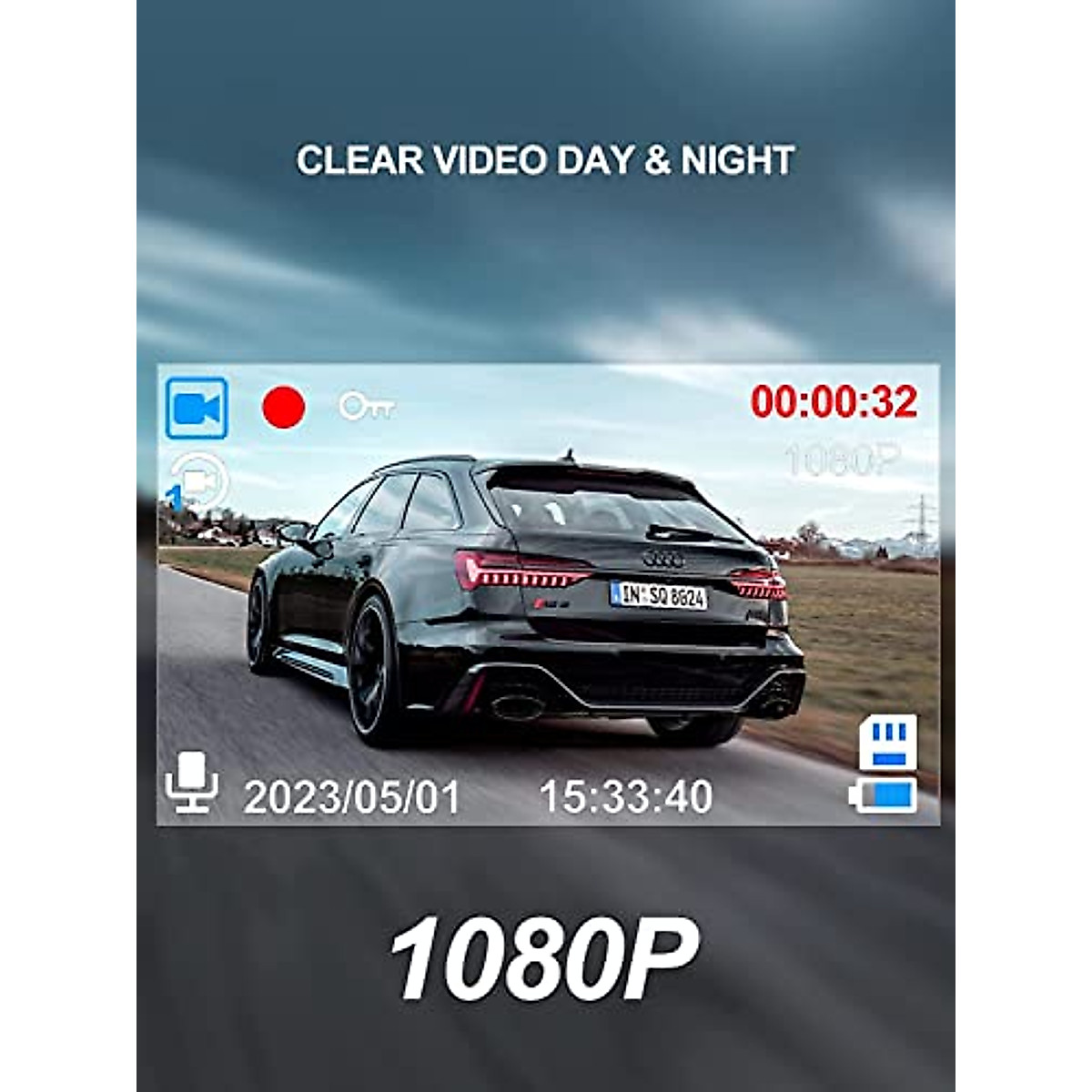 Dash Cam, FHD 1080P Mini Dash Camera for Cars with WiFi, 2.45" IPS Screen, Night Vision, WDR, Loop Recording, G-Sensor Lock, 170°Wide Angle and Parking Monitor