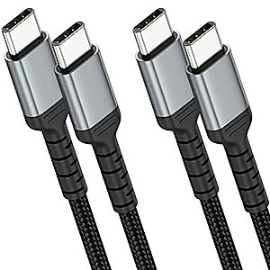 6FT USB-C to USB-C Charging Cable, 2-Pack USB 2.0 Type C to Type C Cable 60W/3A Fast Charging C to C Charger Cord Compatible with Samsung Galaxy S22 Ultra Google Pixel 6 iPad Pro, USBC to USBC Cable