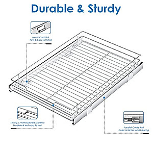 G-TING Pull Out Cabinet Organizer, Heavy Duty Slide Out Pantry Shelves Sliding Drawer Storage for Home, Kitchen, Bathroom, 13.97" W x 20.98" D, Request at Least 15 inch Cabinet Opening(2 Pack, Silver)