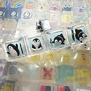 Cute Penguin Anime Keycaps,Blue Ocean Custom Keycaps,4 Pcs Keyboard Keycaps Set,Clear Resin Artisan Keycap with Designs for Gaming Mechanical Keyboards Cherry MX Gateron Switches.(OEM) (4 Penguins)