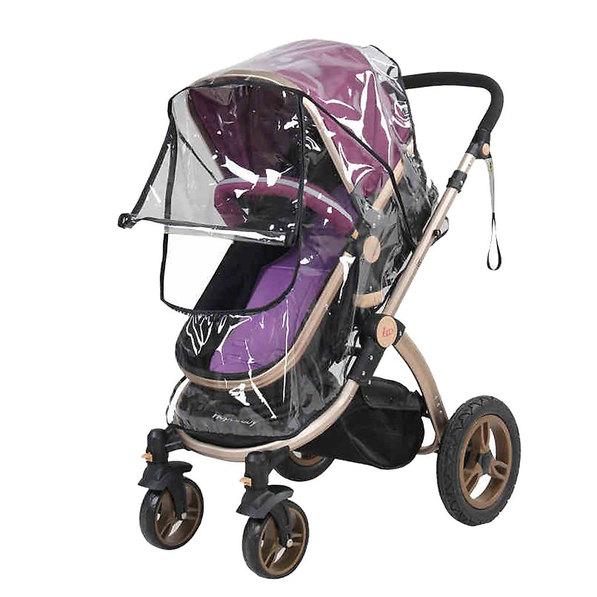 Clear Stroller Rain Cover Travel Weather Shield Breathable Windproof Waterproof Baby Pram Stroller Rain Cover Canopy Protect from Rain Wind Sun Dust Snow Universal Baby Stroller Accessories