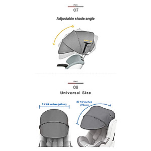Manito Sun Shade Extender/Auxiliary Canopy for Car Seat (Black Grey)