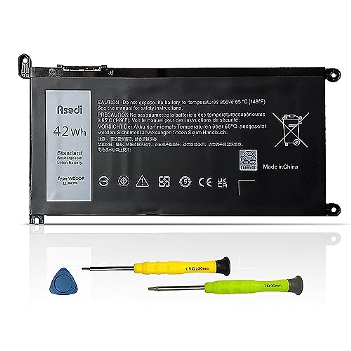 WDXOR WDX0R 42Wh Laptop Battery Compatible with Dell Inspiron 13 15 5000 7000 5570 7579 7378 5567 5565 5379 5378 Latitude 3490 3590 3340 3400 3390 3500 3190 Vostro 5468 5568 P69G Y3F7Y 3CRH3 11.4V