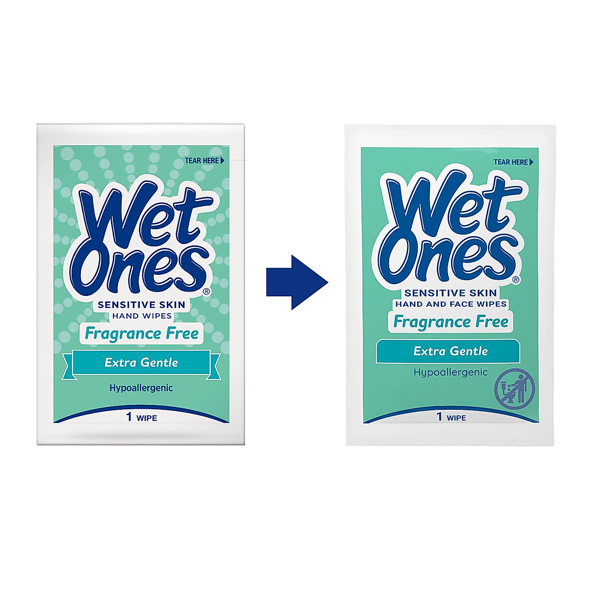Wet Ones Hand and Face Wipes Singles, Unscented Wipes for Sensitive Skin | Individual Wipes, Hand Wipes Individually Wrapped | 24 ct. (6 pack)