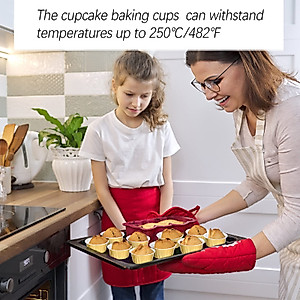 200 Pack 5oz Cupcake Liners with Dome Lids with 200 Pieces Spoons Bulk Aluminum Muffin Liners Foil Baking Cups Muffin Tin Dessert Pudding Holders for Individual Bakery Wedding Birthday Party