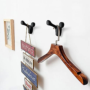 MTZRFLL 6 Pack Black Wall Mounted Coat Hooks, Wall Hooks with 65lb max, Heavy Duty Decorative Hardware Metal Hooks with Screws for Bathroom Kitchen Entryway Office