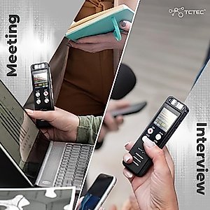 96GB TCTEC Digital Voice Recorder, Voice Activated Recorder with 7000 Hours Recording Capacity, Audio Noise Reduction, Sound Tape Recorder with Playback, Clip-on Mic Dictaphone for Meeting, Lecture