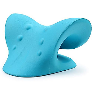 RESTCLOUD Neck and Shoulder Relaxer, Cervical Traction Device for TMJ Pain Relief and Cervical Spine Alignment, Chiropractic Pillow Neck Stretcher (Blue)