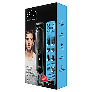 Braun Hair Clippers for Men, 7-in-1 Beard, Ear & Nose Trimmer, Mens Grooming Kit, Cordless & Rechargeable, with Gillette ProGlide Razor, Blue, 9 Piece Set