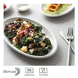 DOWAN 12" Serving Platters, White Serving Plates, Oven Safe Porcelain Dinner Plates Serving Dishes for Entertaining, Party, Appetizers, Dessert, Set of 2, White