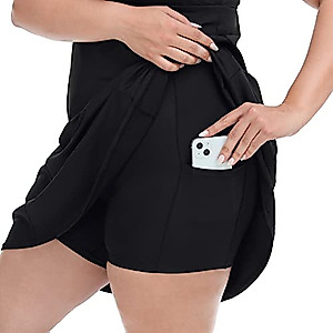 HDE Womens Plus Size Tennis Athletic Workout Dress with Built-in Shorts & Bra Black - 20
