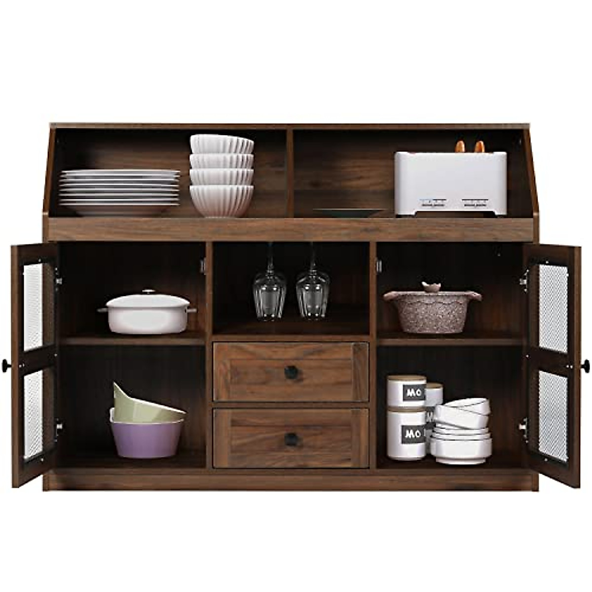 AILEEKISS 47'' Sideboard Buffet Cabinet Modern Kitchen Pantry Storage Cabinet with Drawers & Shelves for Home Kitchen, Dinning Room, Living Room, Hallway, Entrance (Brown02)