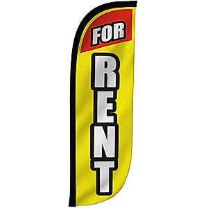 LookOurWay Feather Flag Pole Kit - 7 Feet Tall Advertising Banner with Fiberglass Pole Set and Ground Spike for Business Promotion - Real Estate Flags - For Rent