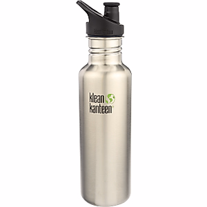 Klean Kanteen Classic Stainless Steel Single Wall Non-Insulated Water Bottle with Sport Cap, 27-Ounce, Brushed Stainless