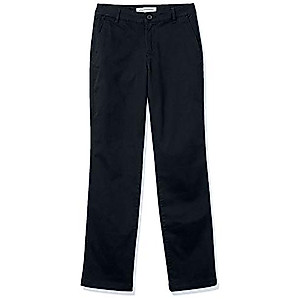 Amazon Essentials Women's Classic Straight-Fit Stretch Twill Chino Pant, Black, 10
