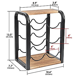 J JACKCUBE DESIGN Rustic Wood 6 Bottles Wine Rack for Countertop, 3 Tier Free Standing Wine Bottle Holder Stand Storage Organizer for Home Decor Bar, Cellar, Pantry, Cabinet- MK652A