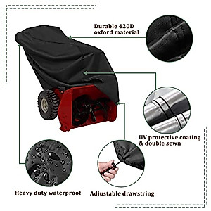 AKEfit Snow Blower Cover, 420D Waterproof UV Protection Heavy Duty Snow Blower Cover, Durable Patio Cover for Electric Snowblowers, Design with Double Seam and Drawstring - 50x35x43In Black