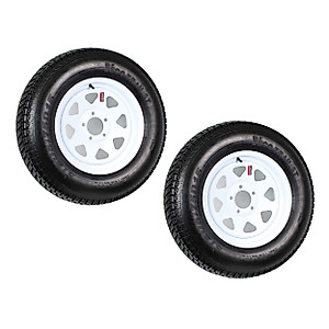 eCustomrim 2-Pack Trailer Tire On Rim ST205/75D15 F78 205/75 LRC 5 Lug White Spoke Wheel - 2 Year Warranty w/Free Roadside