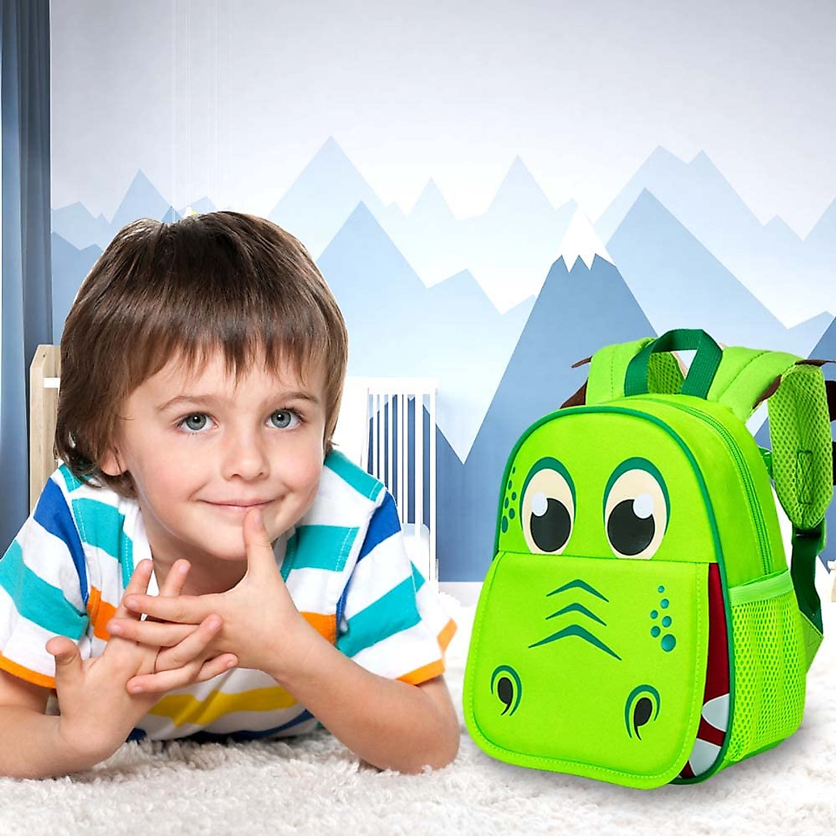 AGSDON Toddler Backpack with Leash, 9.5" Kids Butterfly Safety Leashes Removable Tether bookbag