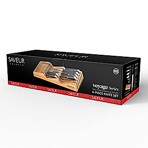 Saveur Selects 1026306 German Steel Forged 6-Piece Knife Set with Bamboo in Drawer Storage Knife Block