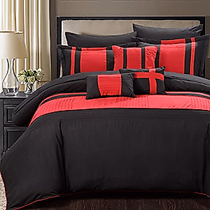 Chic Home Fiesta 10-Piece Bed in A Bag Comforter Set, Queen, Red