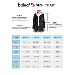 BALEAF Women's Rain Jacket Waterproof Lightweight Long Raincoat Travel Outdoor Hiking Hooded Windbreaker Black M