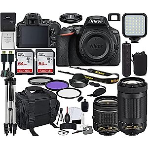 Nikon D5600 DSLR Camera with 18-55mm and 70-300mm Lens Bundle (1580) + Prime Accessory Kit Including 128GB Memory, Light, Camera Case, Hand Grip & More (Renewed)