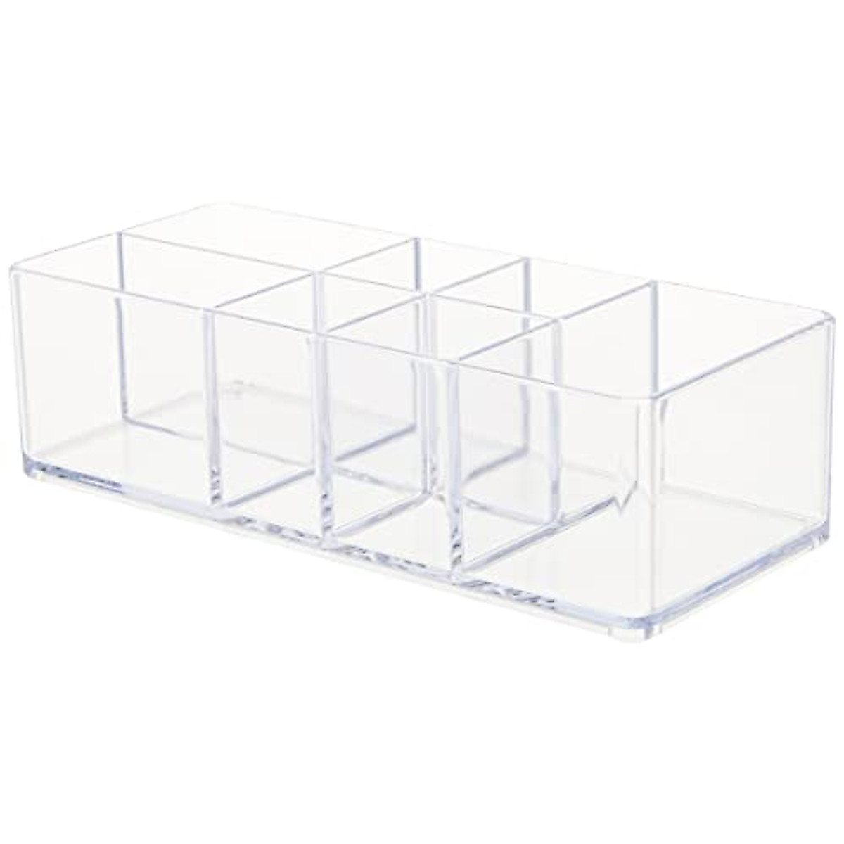 iDesign Divided Bathroom Vanity Organizer for Bathroom, Kitchen, Bedroom, Office, Set of 2, 7" x 3" x 5", Clear