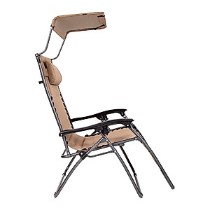 MACSPORTS XL Anti Gravity Chair with Canopy and Cup Tray, Extra Large, Tan