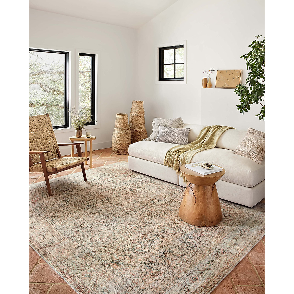 Loloi II Adrian Collection ADR-01 Area Rug 7'-6" x 9'-6" Natural/Apricot Rectangular 0.19" Thick