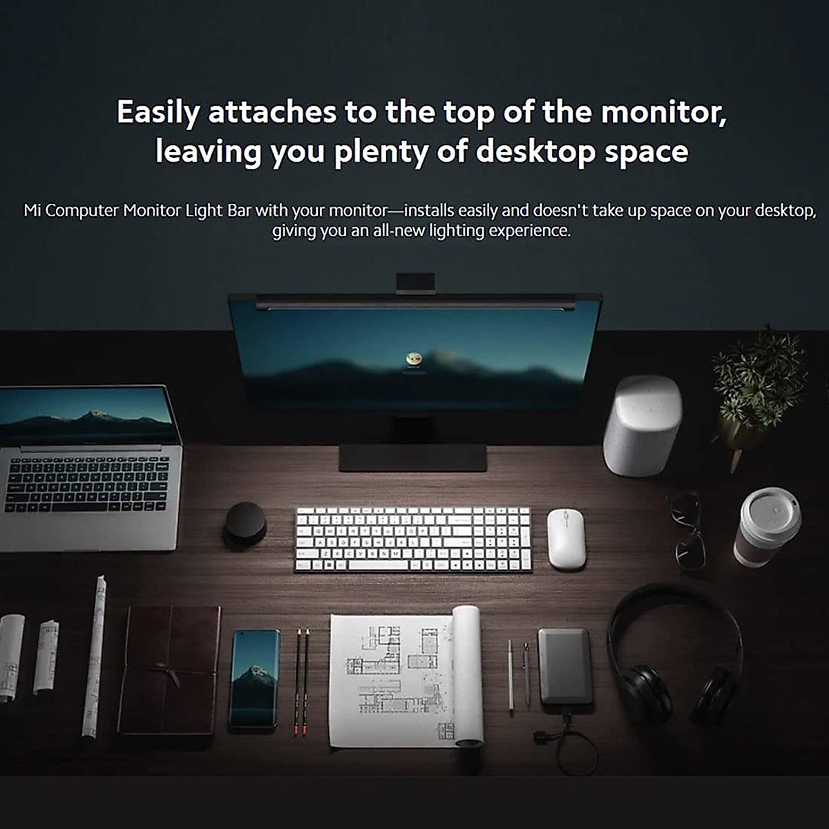 Xiaomi Mi Computer Monitor Light Bar - Wireless Control, Easy Installation, Extra Computer Lighting w/o Taking Desktop Space