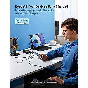 USB Charging Station, Topvork 6-Port USB Wall Charger, Multiport 60W USB Charging Hub, 6-in-1 Desktop USB Charger, Compact USB Charger Block for iPhone 13/13 Pro/iPhone 12, Galaxy, Note, Pixel & More