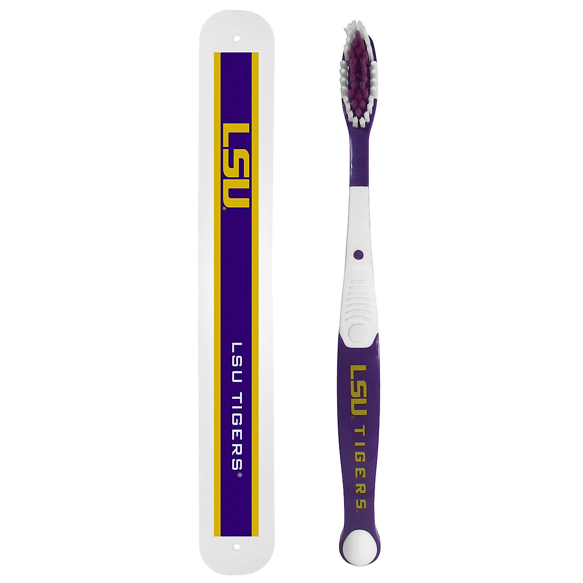 Siskiyou Sports NCAA LSU Tigers Unisex Travel Set Toothbrush and Travel Case, White, One Size
