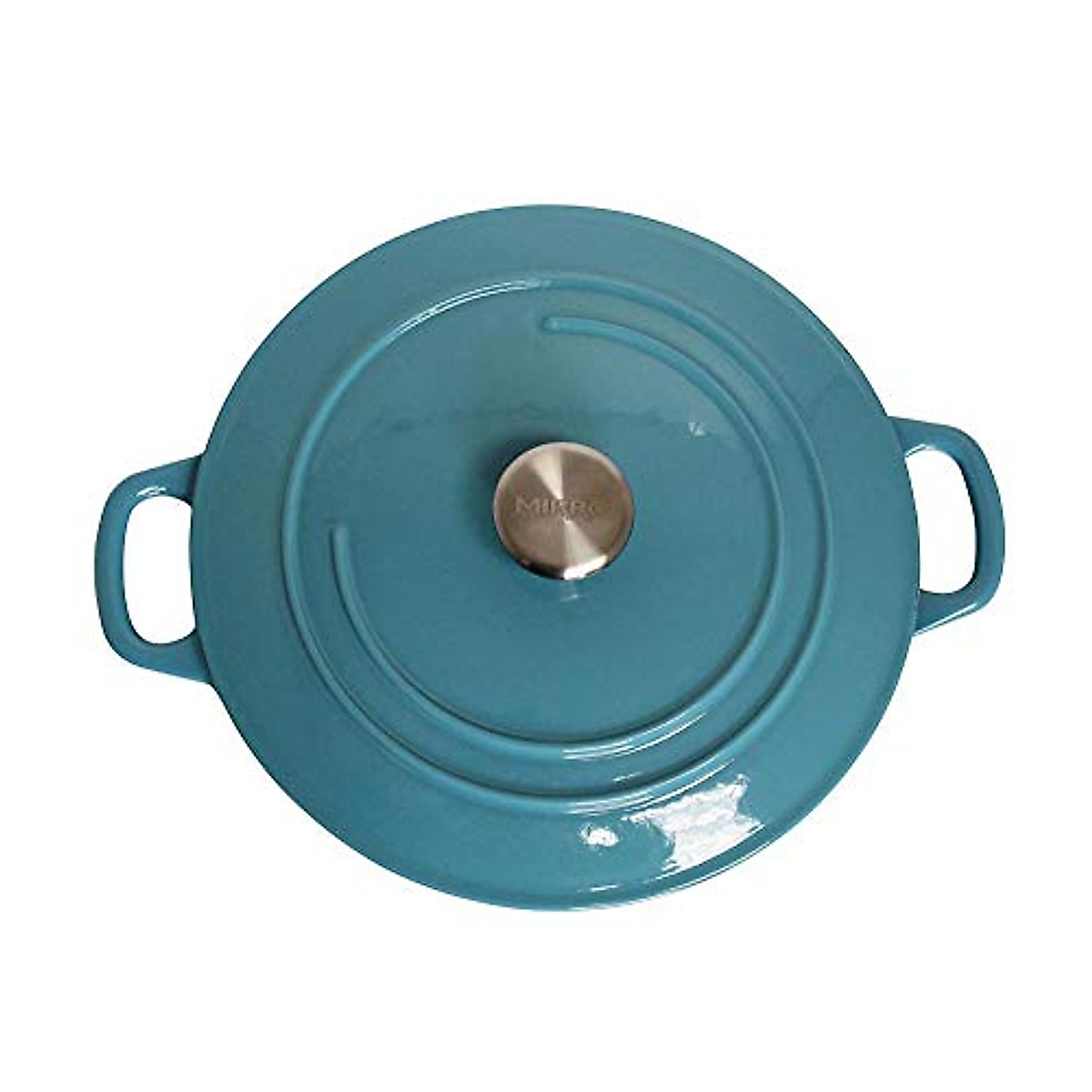 Mirro MIR-19063 4.8 Quart Cast Iron White Enamel Coated Interior Dutch Oven, Teal, Ready to Use