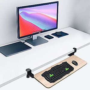 BOWEN EZ Keyboard Tray Under Desk, Slide-Out Keyboard Drawer Keyboard Platform, Clamp-On Mouse Keyboard Sliding Tray Computer Desk Extender for Typing Workstation, 25.3" W x 9.8" D