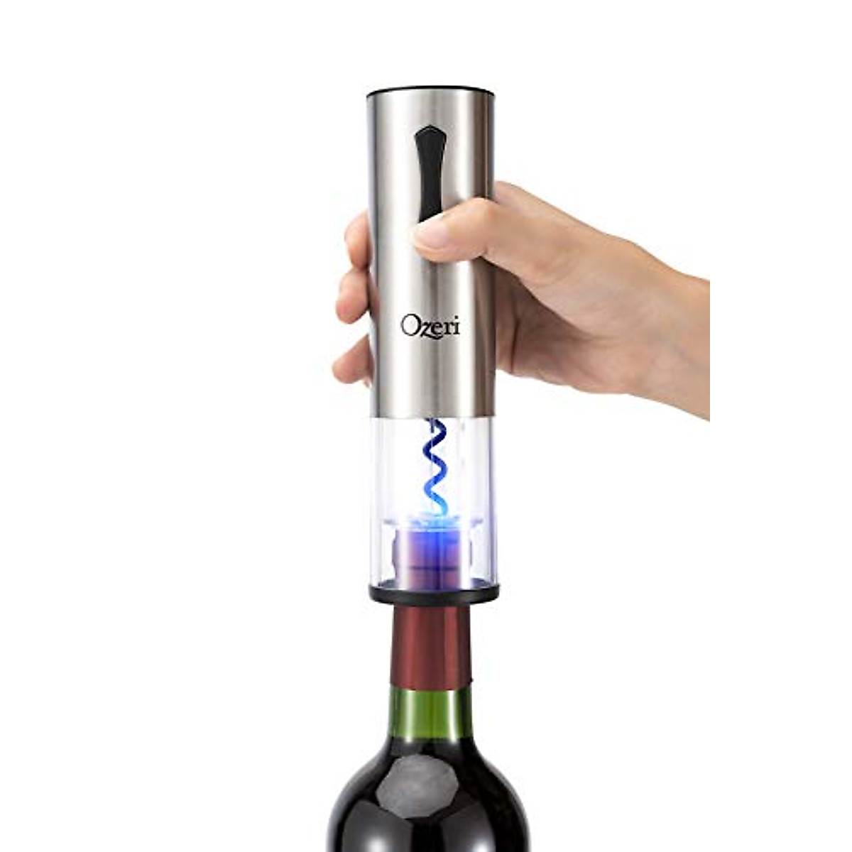 Ozeri Travel Series USB Rechargeable Electric Wine Bottle Opener, Stainless Steel