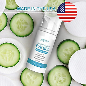 goPure Youth Glow Eye Gel - Anti-Aging Eye Cream that Soothes and Hydrates, Made with Matrixyl 3000 and Hyaluronic Acid for Improve the Look of Puffiness, Dark Circles, and Under Eye Bags - 1 fl oz